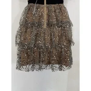 Self-Portrait | Dresses | Self Portrait Grey Leaf Sequin Mini Dress Sz ...